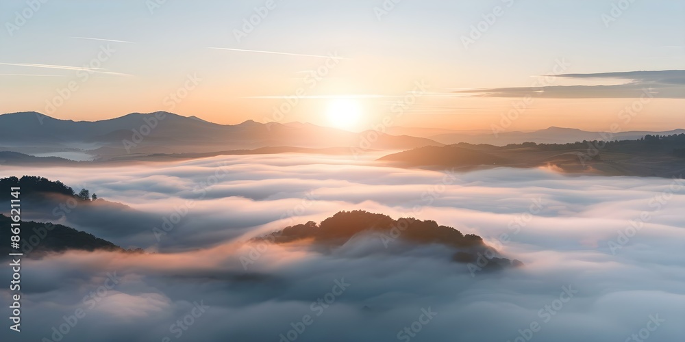High-resolution image realistically depicts morning mist from horizon ...