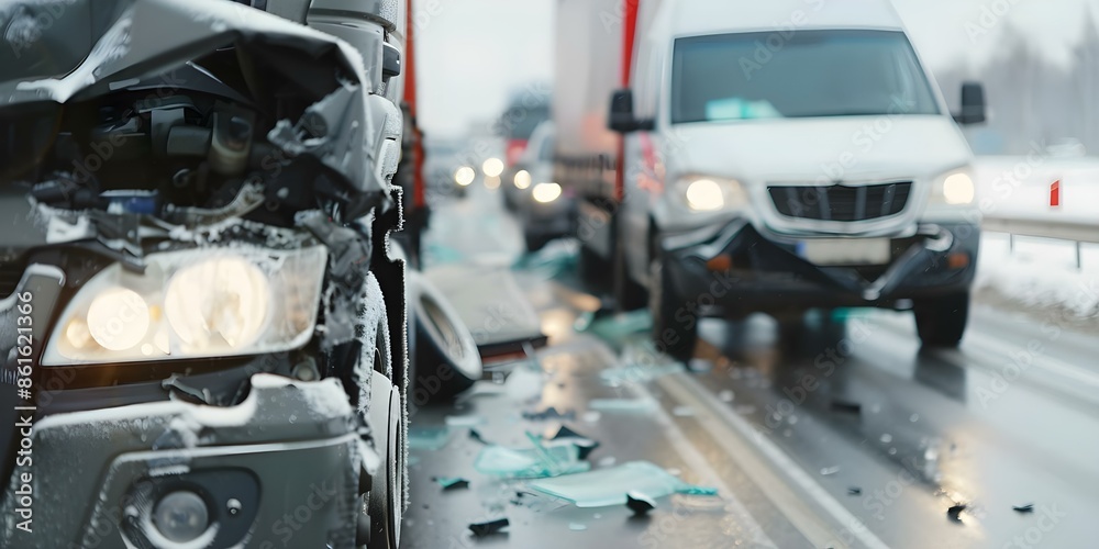 Multiple vehicles involved in a highway collision. Concept Highway ...