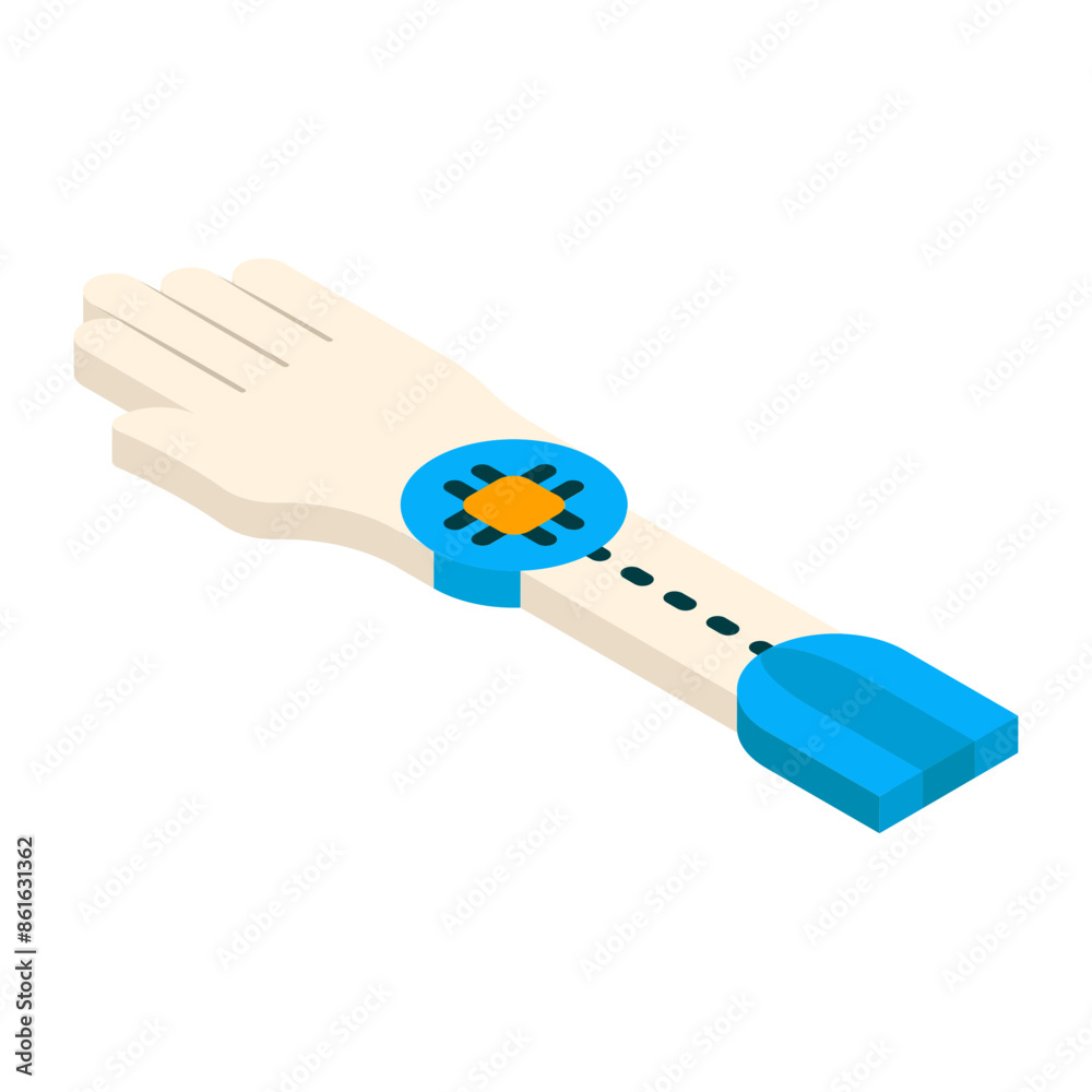 Vetor de biomedical engineering limb isometric concept, bionic arm ...