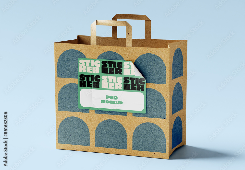 Sticker Cardboard Bag Mockup Stock Template | Adobe Stock