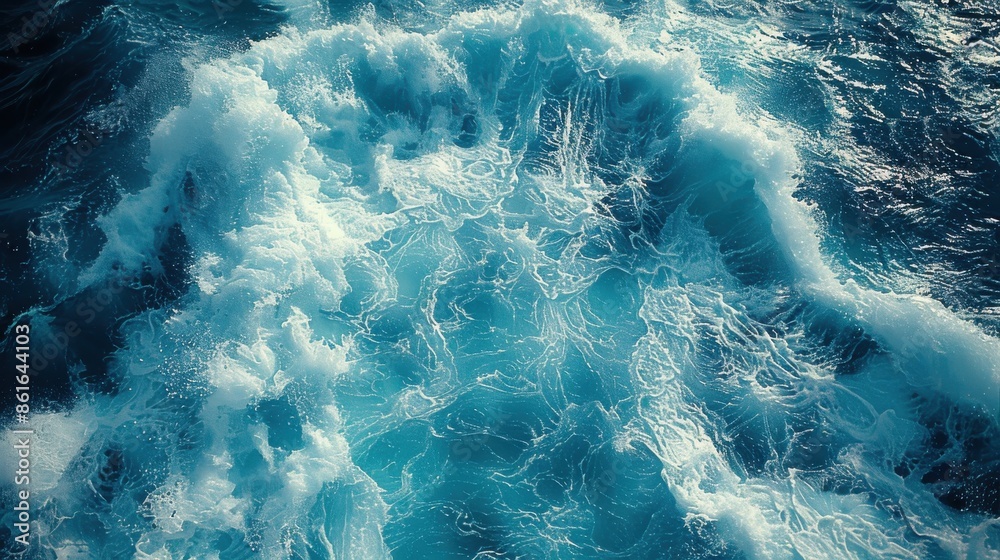 A striking image of vivid ocean waves showcasing turbulent waters ...