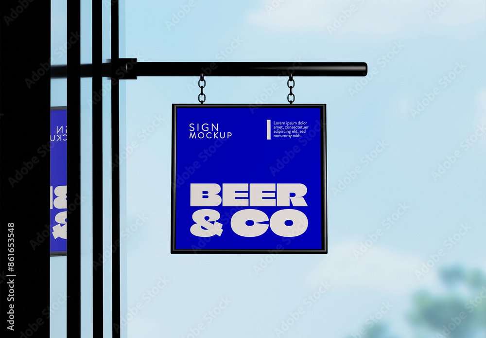 Exterior Square Sign Mockup Stock Template | Adobe Stock