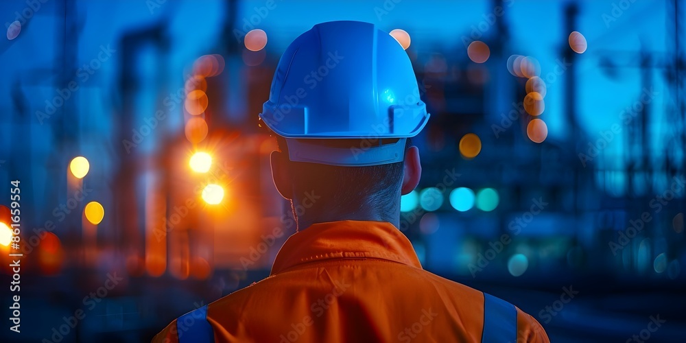 An electrical engineer inspecting operations at a power station with ...