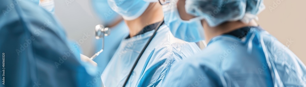Two surgeons are performing a surgery, one of them holding a scalpel ...
