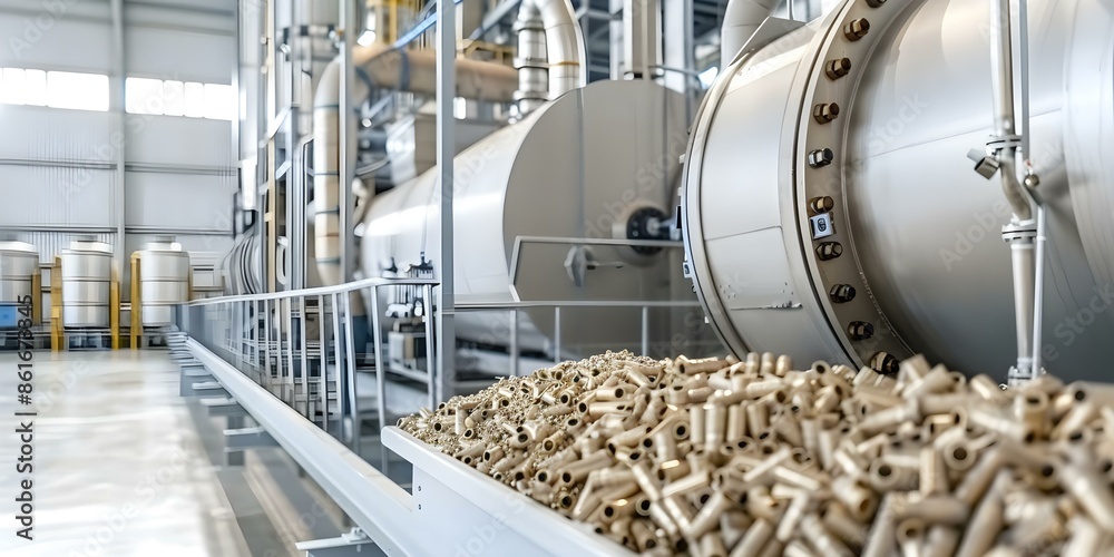 Visual representation of a biomass boiler with a detailed view of the ...