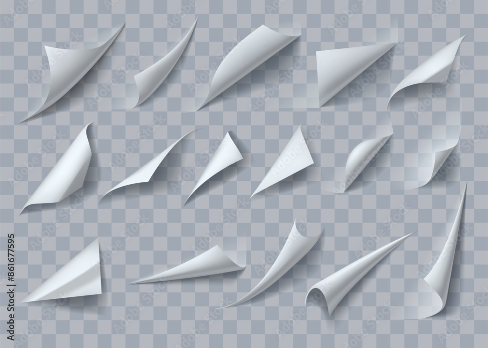 Paper page. Fold, turn and flip corners, realistic isolated on ...