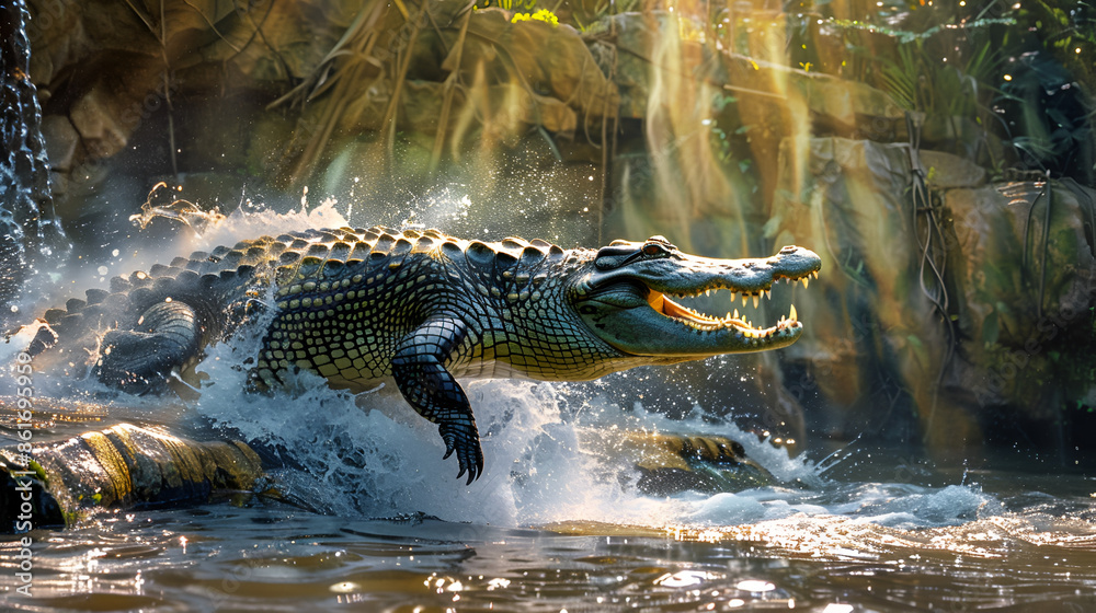 Crocodile Swimming carnivore ecosystem stealthy in the water ...