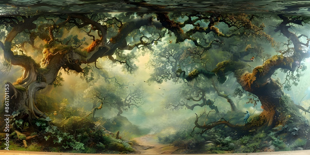 Transform your walls into an enchanted forest with a printable mural of ...