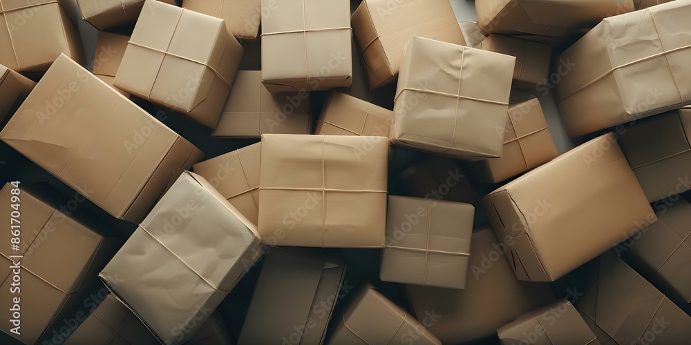 Capturing consumerism through a pileup of packages. Concept Consumerism ...