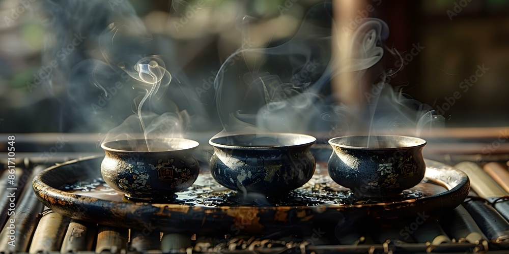 Richly detailed depiction of a traditional tea ceremonys aesthetic and ...