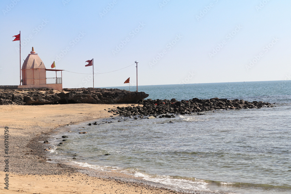 Seascape good clear blue sky and blue water island sunny. Sea wave slow ...