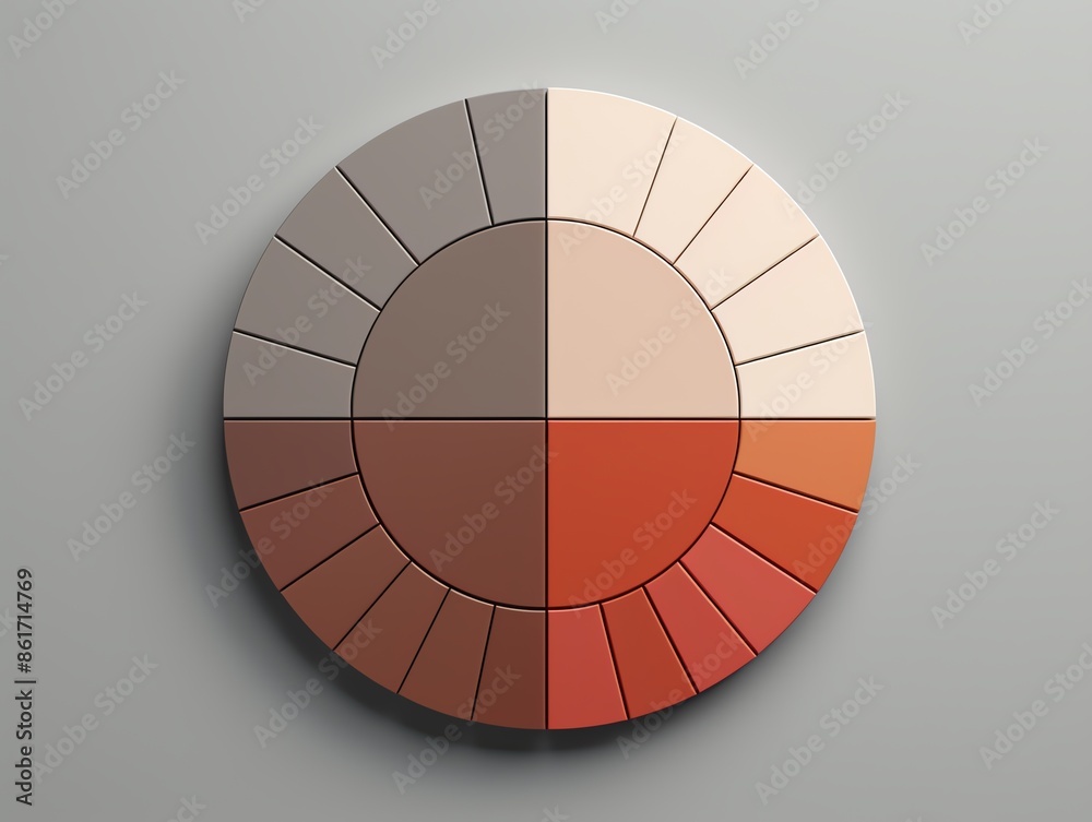 Minimalist color wheel chart with varying shades of gray, beige, and ...