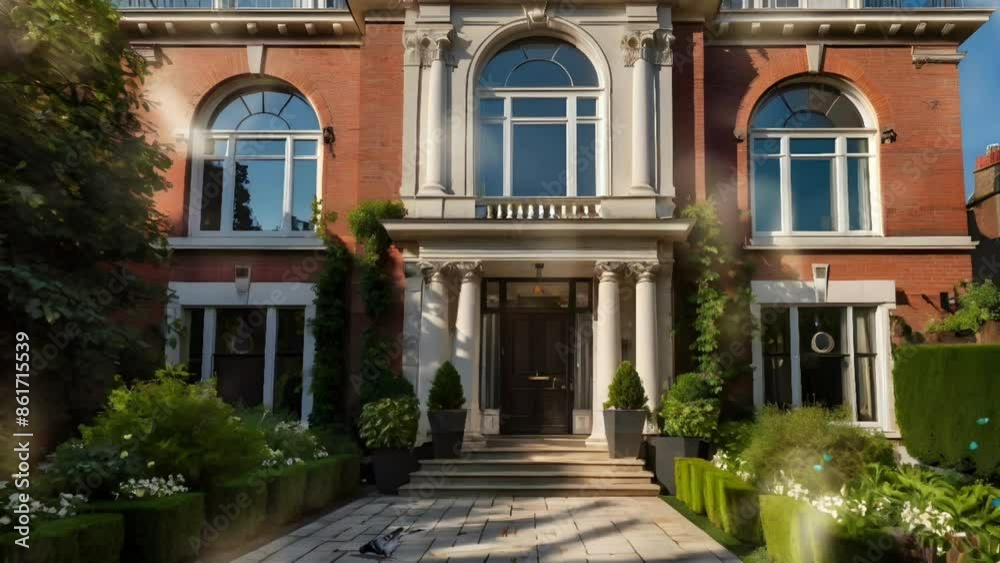 Georgian style 3rd floor luxury mansion with red brick theme, smooth 4K ...