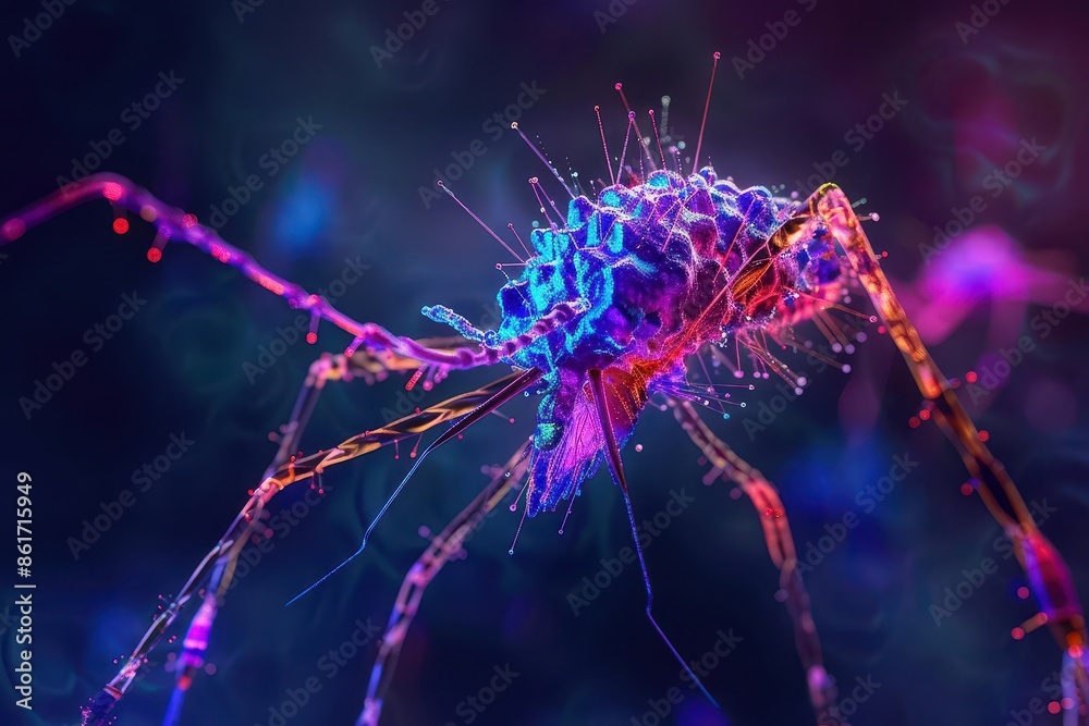 hyperdetailed 3d rendering of bacteriophage virus attaching to ...