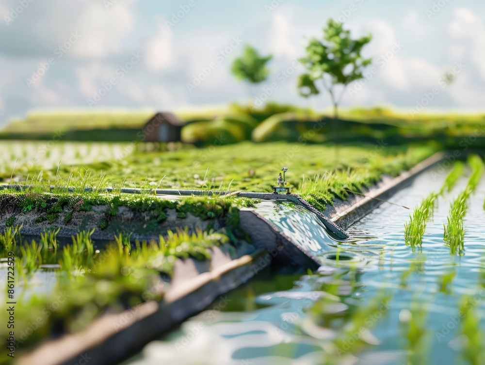 Irrigation of rice fields using ground water pumped through wells ...