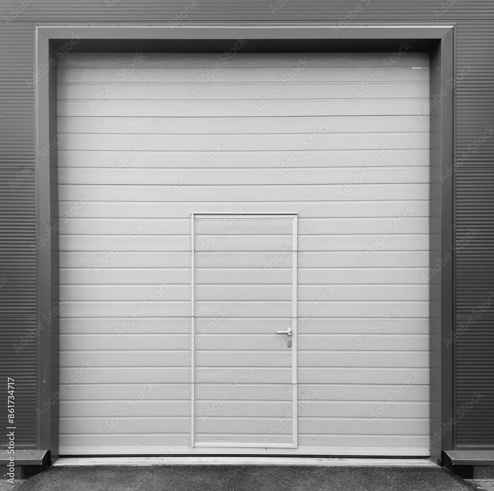 Roller shutter gate. Metal roller garage door as background. Automatic ...