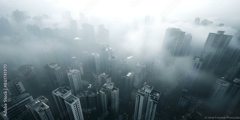 Dystopian Futuristic Cityscape Crowded Slums, Fog, and Sci-Fi Horror ...