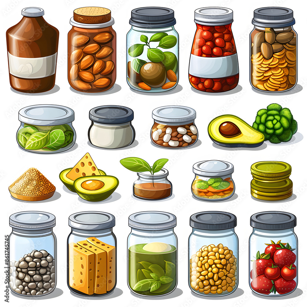 protein food. cartoon dairy and meat products, diet healthy meal ...