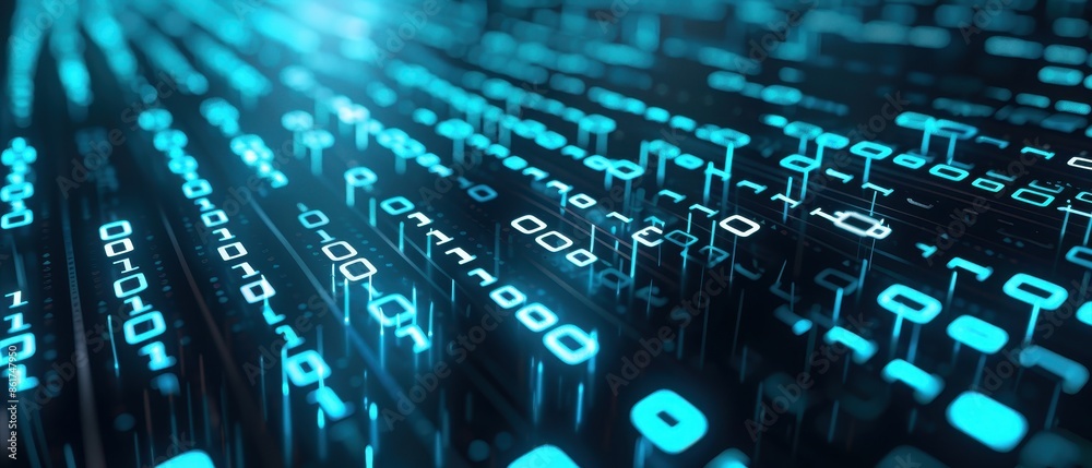 Abstract digital background with binary code and AI algorithms. Stock ...