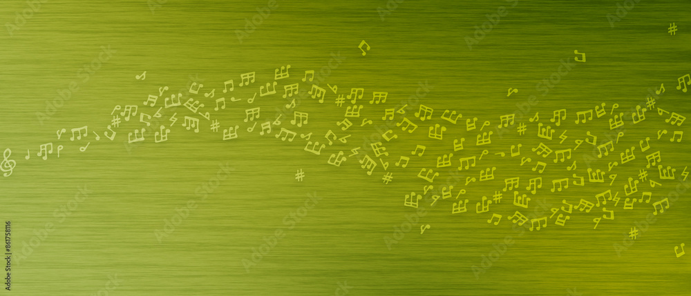 Abstract green music background with flying notes Stock Illustration ...