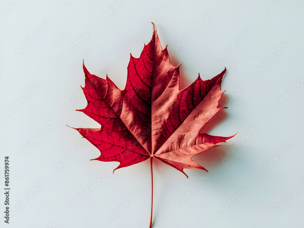Hoja de maple rojo sobre fondo blanco Stock Photo | Adobe Stock