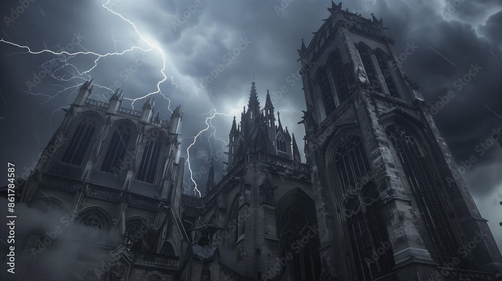 During a storm, Gothic cathedrals reveal a dramatic combination of ...
