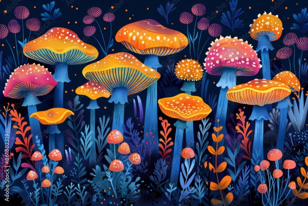 abstract background in colors and patterns for National Mushroom Month ...