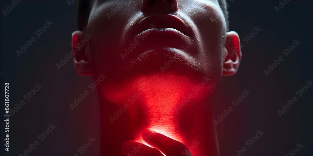 Illustration of Acid Reflux in Throat with Dark Background in Red Tones ...