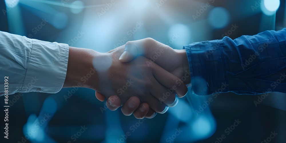 Handshake evolving into digital exchange. Concept Virtual greetings ...