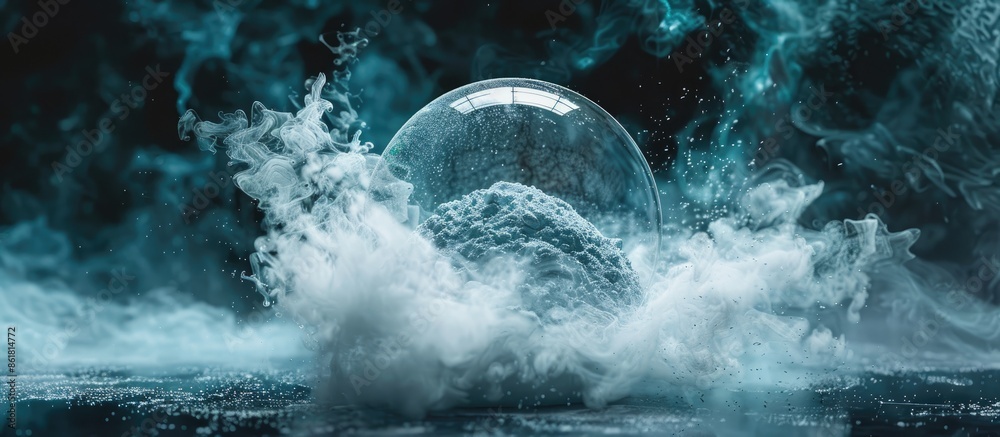 An abstract display of powder or smoke particles exploding within a ...