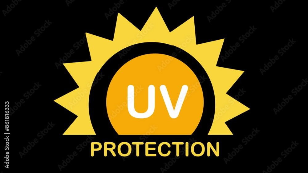 UV Protection Symbol Animation on black background. Protect from Sun ...