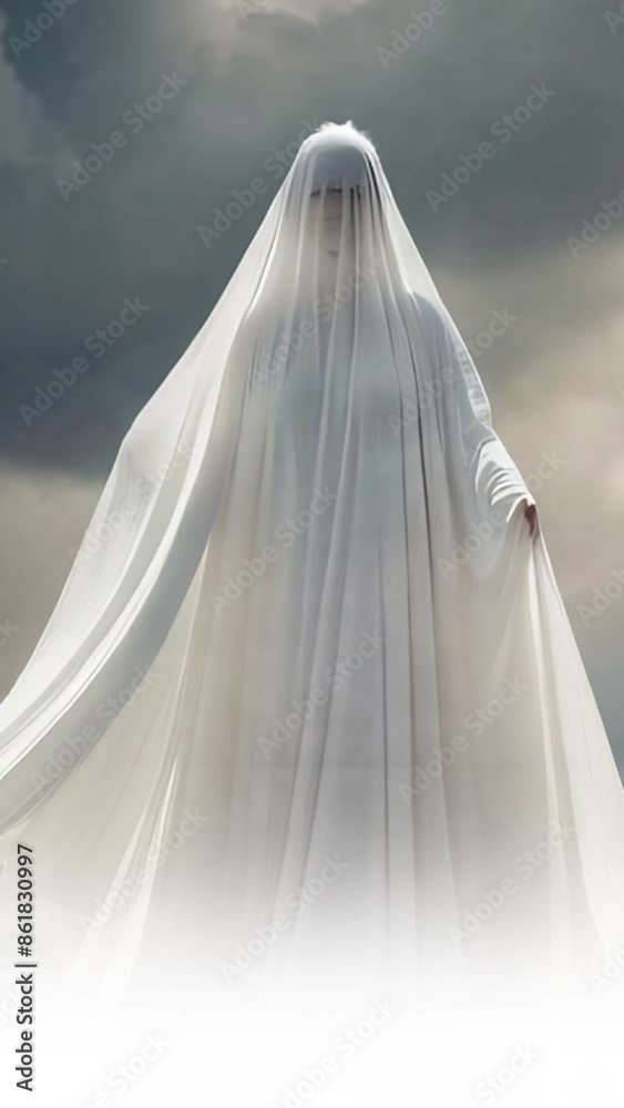 Vertical Ghost Female Figure Shifting in the Clouds 4K features an A.I ...