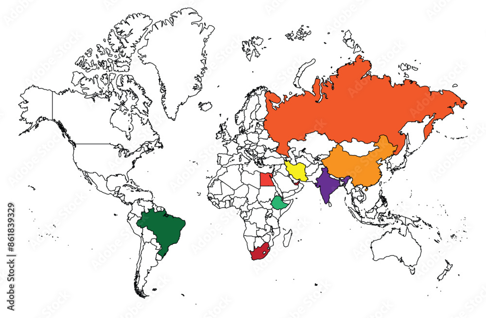 The outline of the world map with the borders of the countries. Map of ...