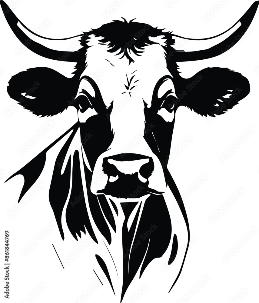 Playful Peeking Cow – Whimsical Farm Art Print Stock Vector | Adobe Stock