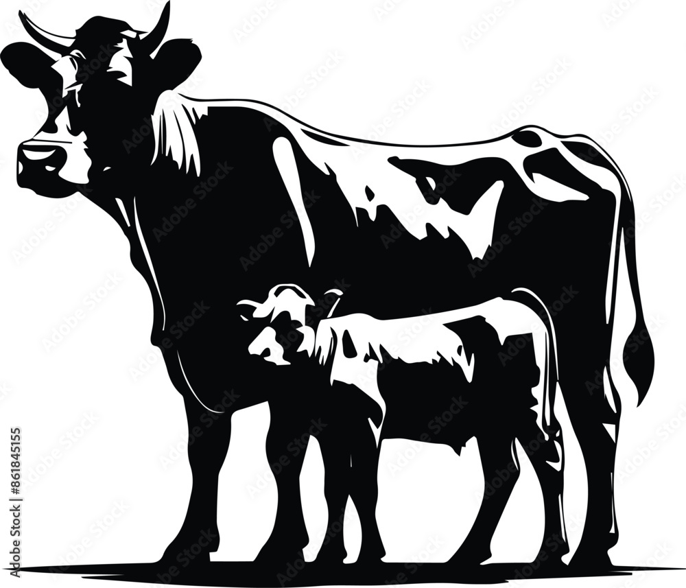 Cow and calf svg – Cow svg – Scene clipart – Farm scene svg – Cows svg ...