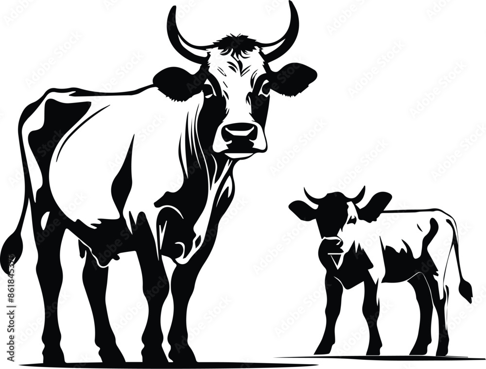 Cow and calf svg – Cow svg – Scene clipart – Farm scene svg – Cows svg ...