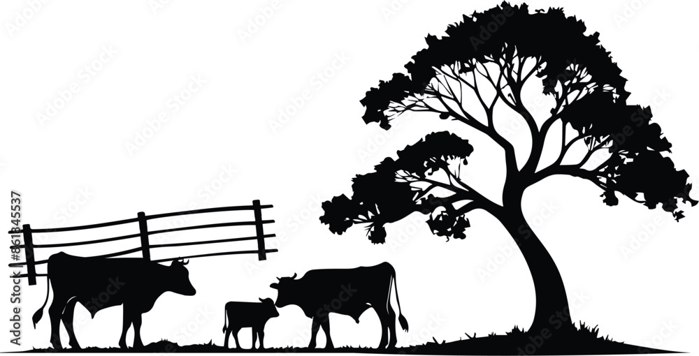 Cow Farm Life Svg, Farm Animal Clipart, Mom Cow with Baby Calf ...