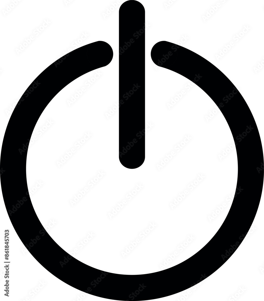 On off power button icon vector set. Power on off or switch on off electric current sign symbol ...