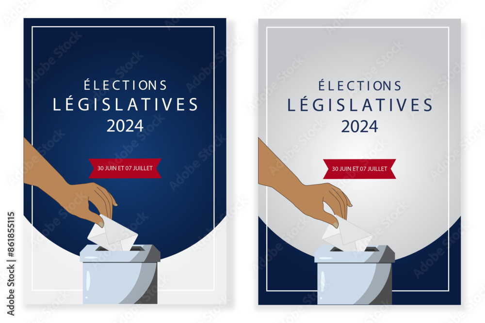 French Legislative Elections 2024 Posters - Voting Hand and Ballot Box ...