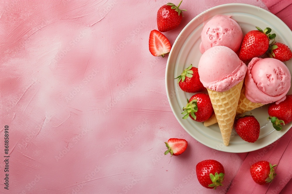 National Strawberry Ice Cream Day background, Celebrate National ...