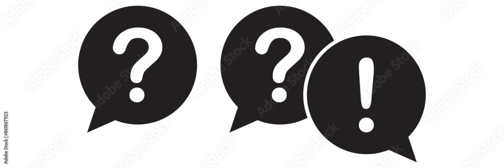 Question mark icon set. Bubble question icon, FAQ questions symbol on a ...