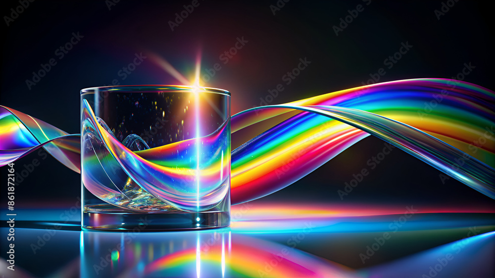 3d crystal glass liquid wave with refraction and holographic effect ...