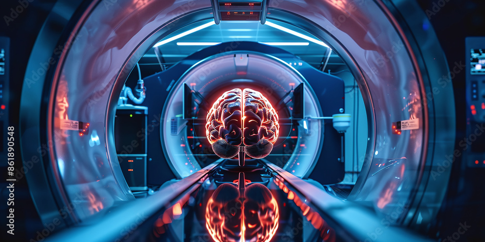 Imaging the Human Brain with an MRI Scan. Concept Brain Anatomy Stock ...