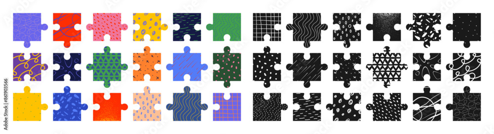 Abstract thinking puzzle game, bright textures mosaic solution vector ...