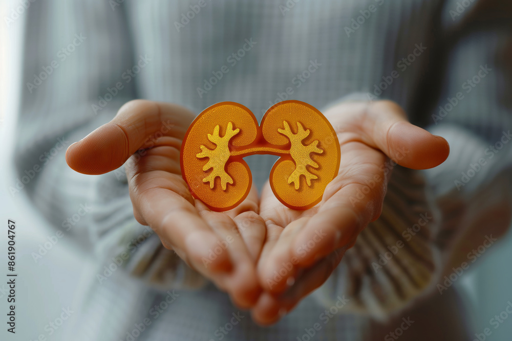 Person Holding Virtual Icon of a Kidney for Chronic Kidney Disease ...