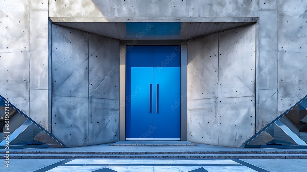 bright cobalt blue door with an ultra-modern design, set within a ...