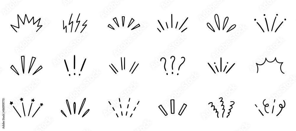 Comic Expression sign, Anime manga doodle set. Japanese decorative ...