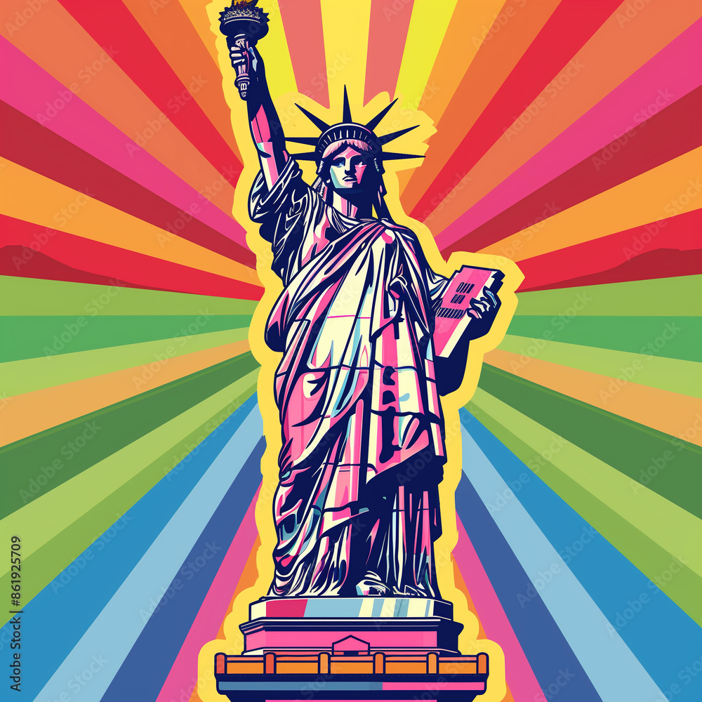 rainbow LGBTQ Statue of liberty clip art with USA flag, independence ...