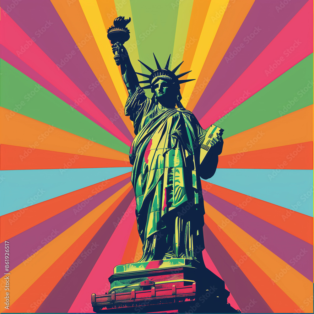 rainbow LGBTQ Statue of liberty clip art with USA flag, independence ...