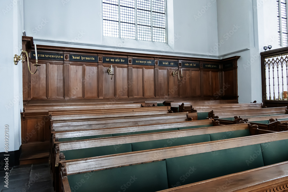 Interior of Utrecht Jacobikerk is a landmark Protestant church, named ...